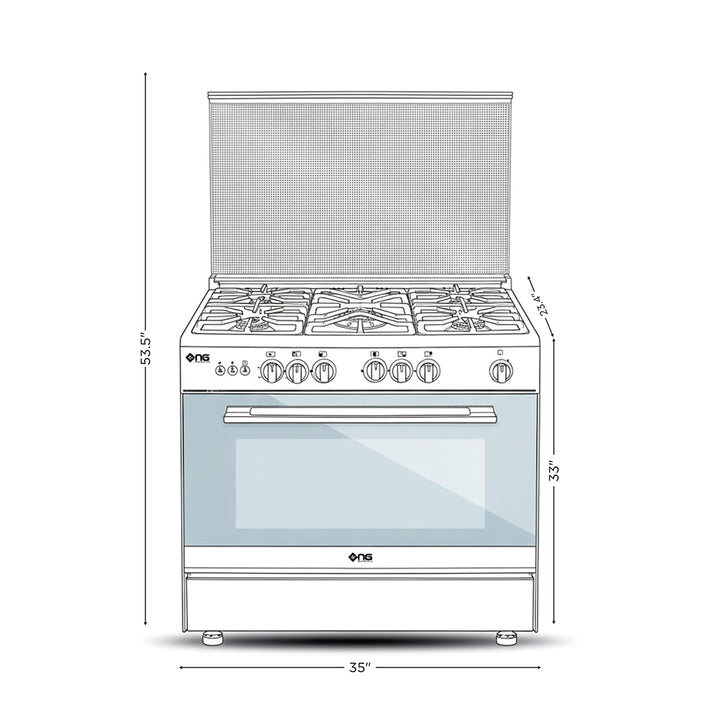 NasGas Cooking Range NG-786 - 5 Burner Single Door Stainless Steel ...