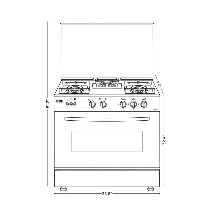 NasGas Cooking Range EXM-334 - 3 Burner Single Door Stainless Steel ...